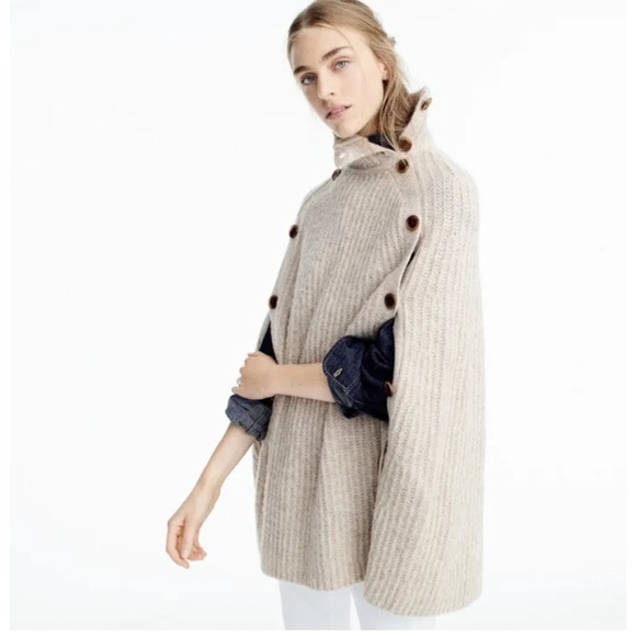 J. Crew | Jackets & Coats | J Crew Light Gray Knit Sweater Cape Poncho ...